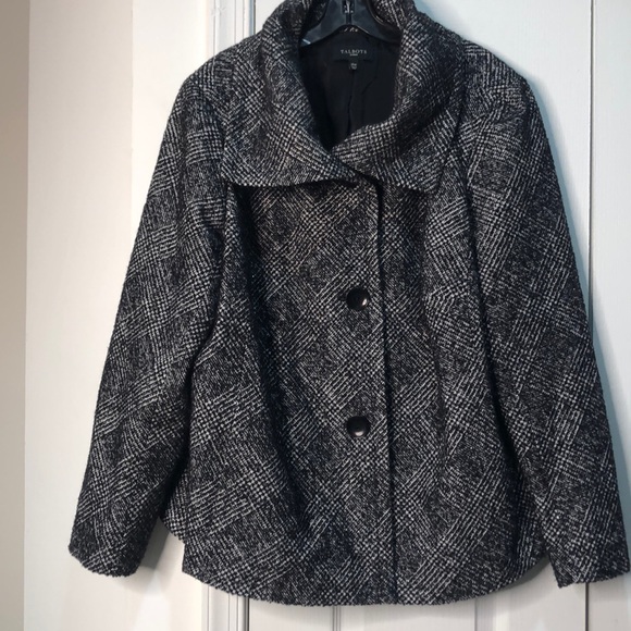 Talbots | Jackets & Coats | Talbots 2w Black White Plaid Jacket Worn ...